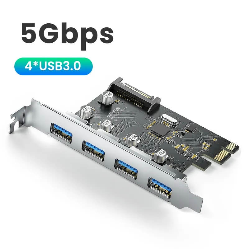 UGREEN USB 3.0 PCIe Card 5Gbps USB3.0 PCIe Expansion Card 4 Ports ...